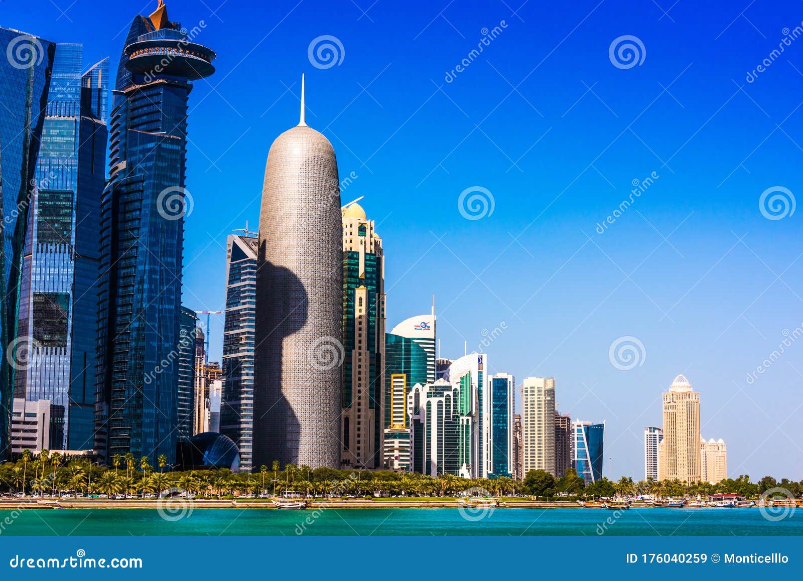 Downtown Waterfront of Doha, Qatar Editorial Stock Image - Image of ...