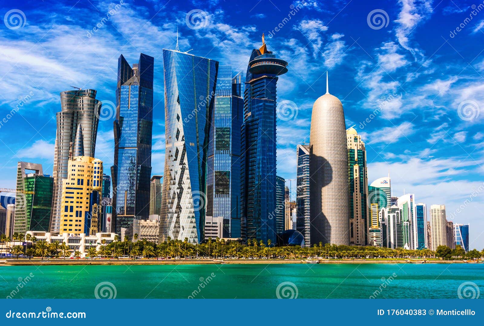 Downtown Waterfront of Doha, Qatar Editorial Stock Photo - Image of ...