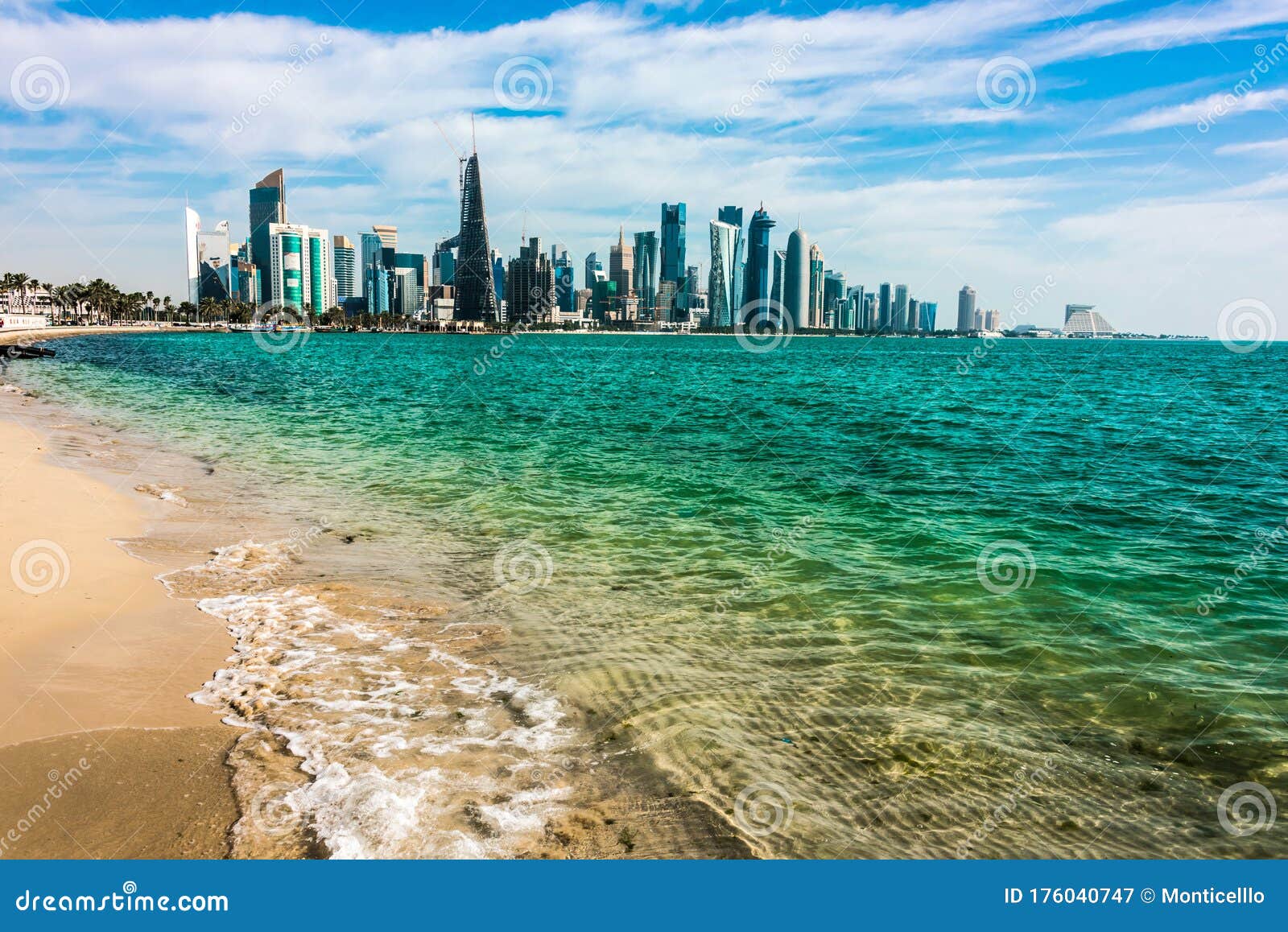 Downtown Waterfront of Doha, Qatar Editorial Photography - Image of ...