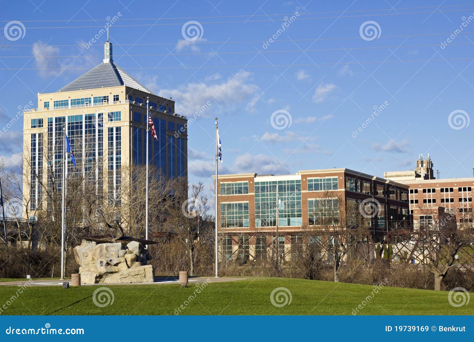 Downtown of Wausau stock image. Image of blue, building - 19739169