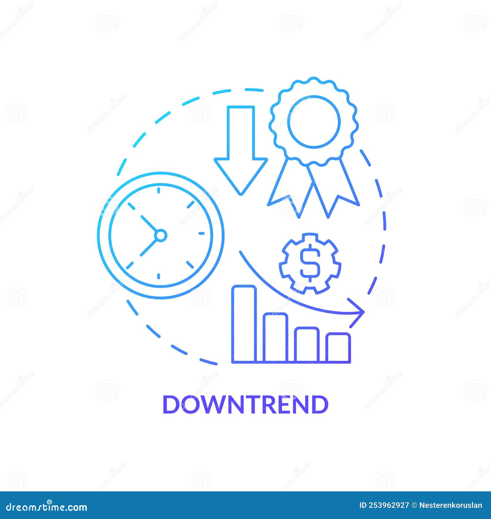 Downtrend Blue Gradient Concept Icon Stock Vector - Illustration of ...