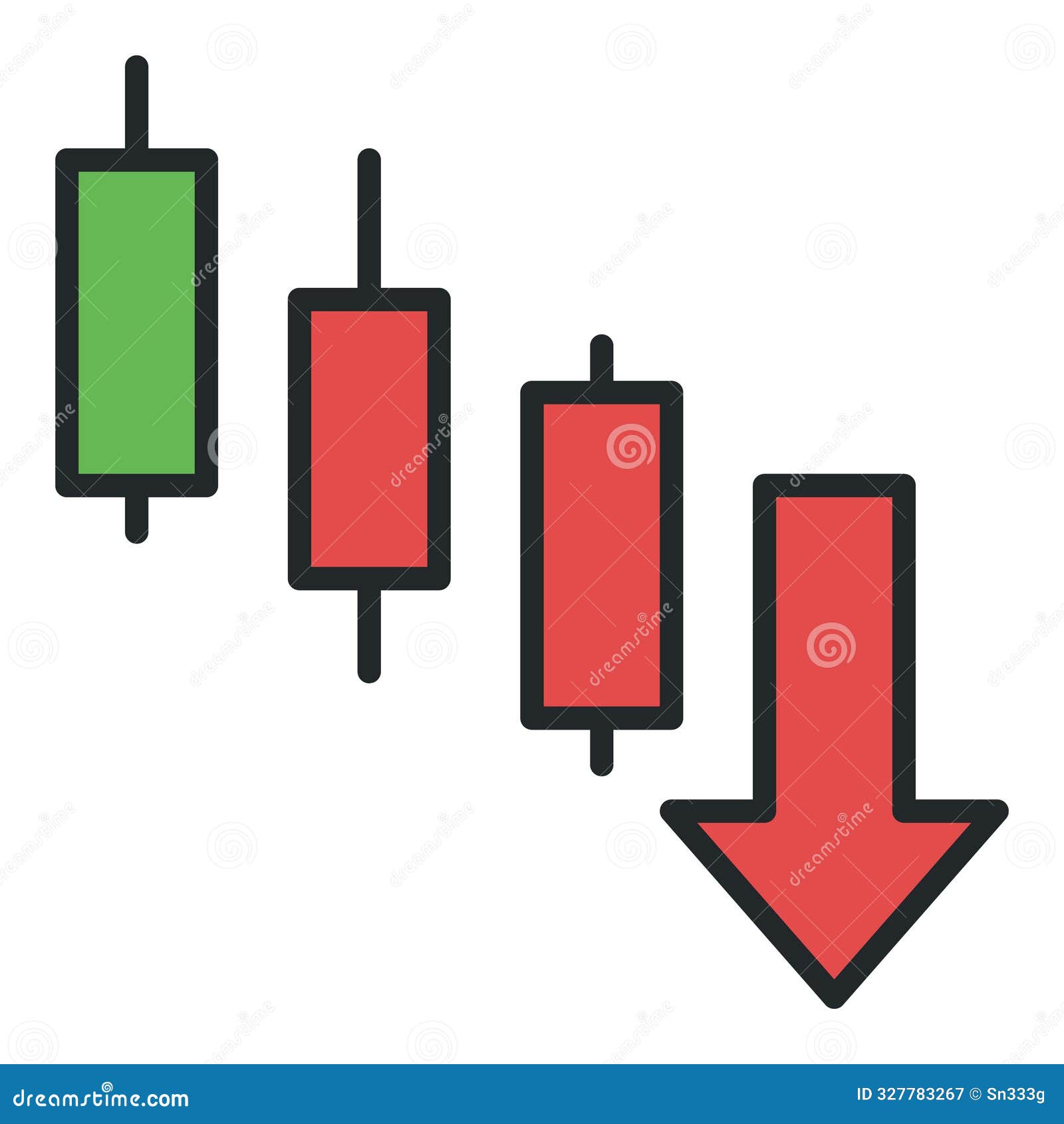 Downtrend Candlestick Chart Vector Financial Charts Colored Icon Or Design Element Royalty-Free ...
