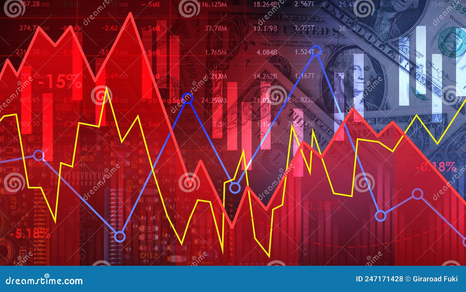 Downtrend Line Graph in Stock Market Stock Photo - Image of chart ...