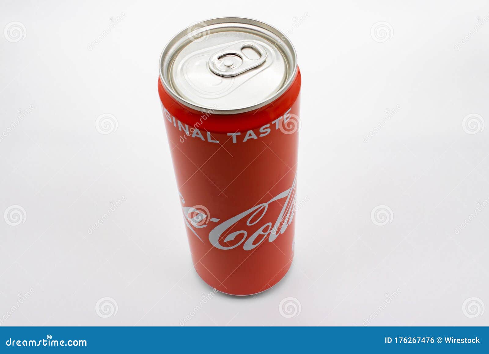 A Downview Shot of a Refreshing Coca Cola Can on a White Background ...