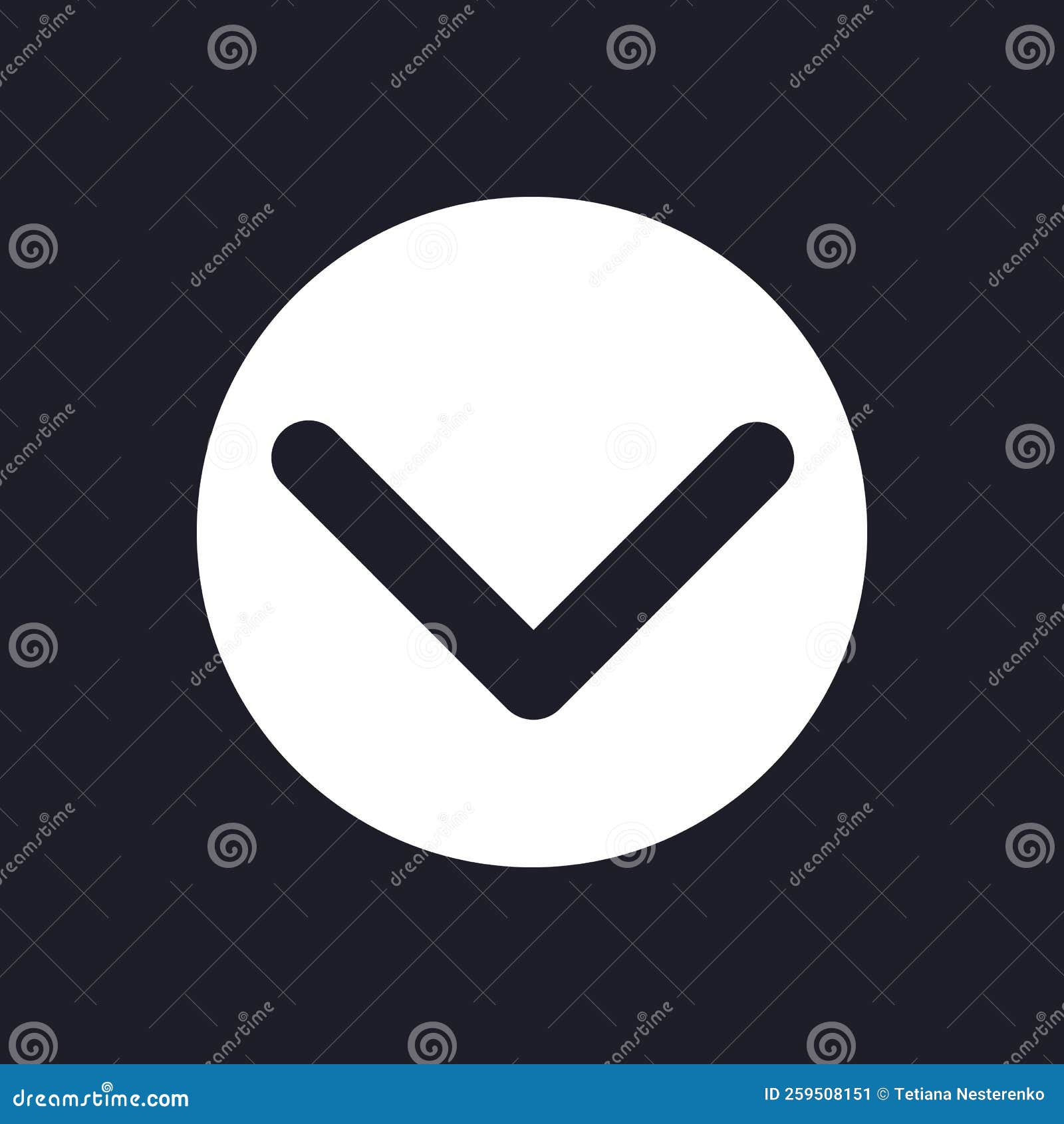 Downward Direction Button Dark Mode Glyph Ui Icon Stock Vector ...