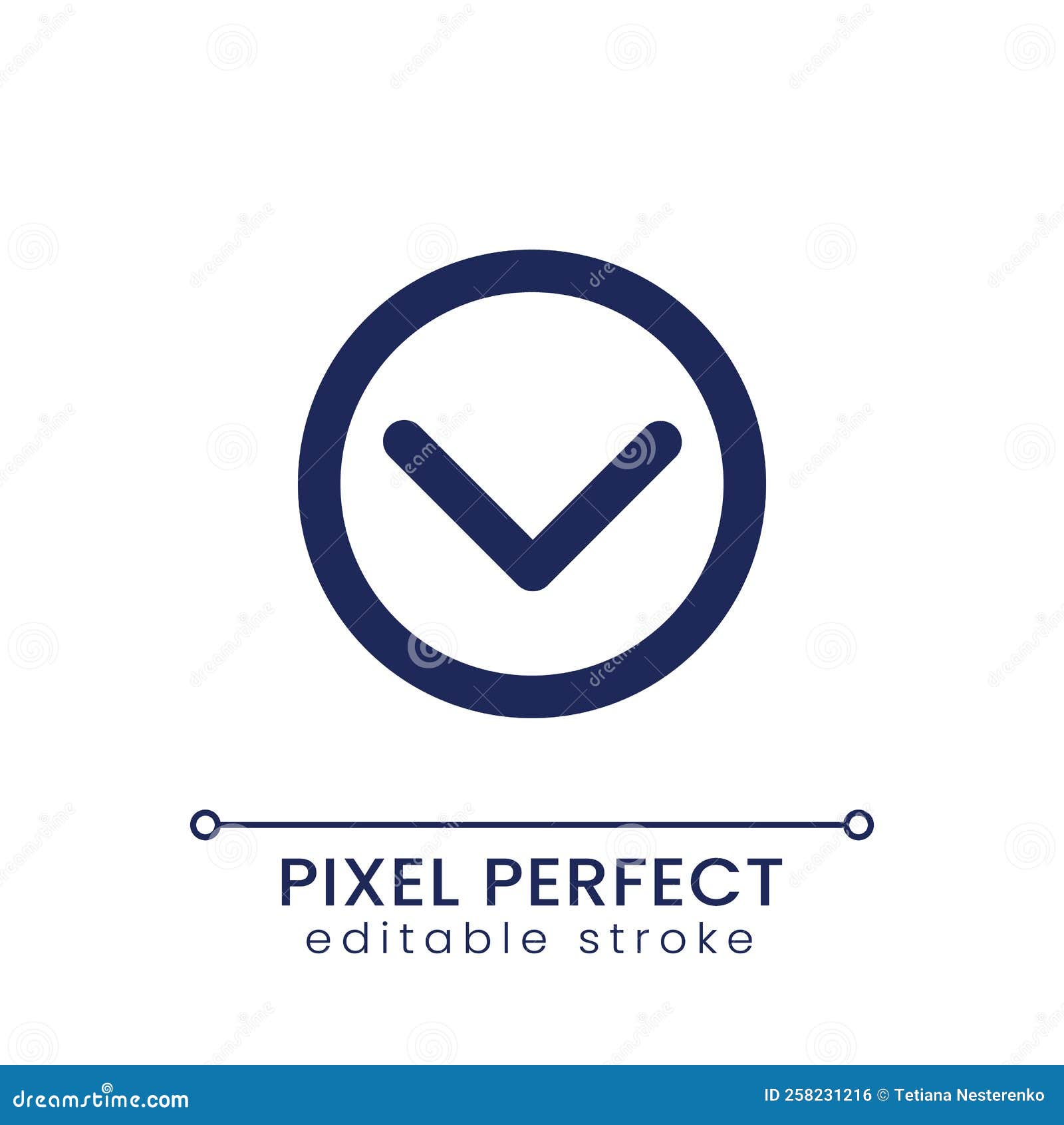 Downward Direction Button Pixel Perfect Linear Ui Icon Stock Vector ...