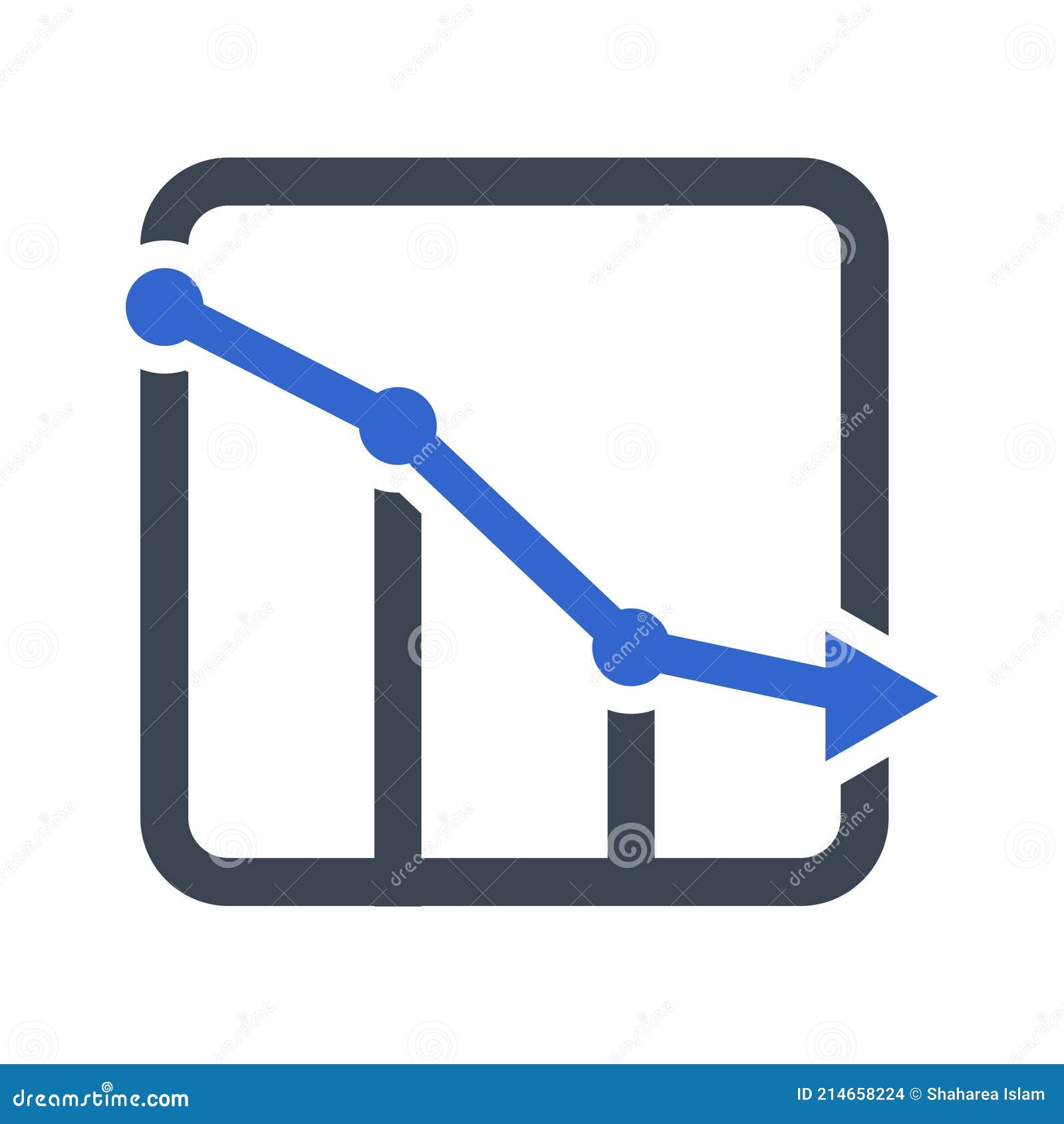 Downward graph icon stock vector. Illustration of report - 214658224