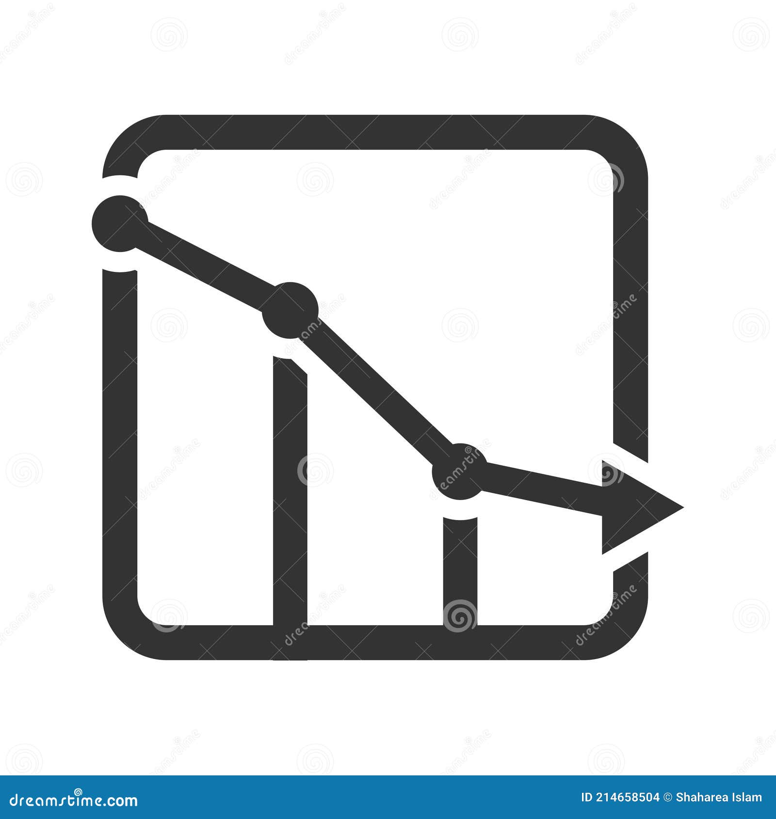 Downward graph icon stock vector. Illustration of flow - 214658504