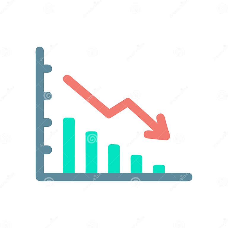 Downward Graph Icon for Decline Stock Illustration - Illustration of ...