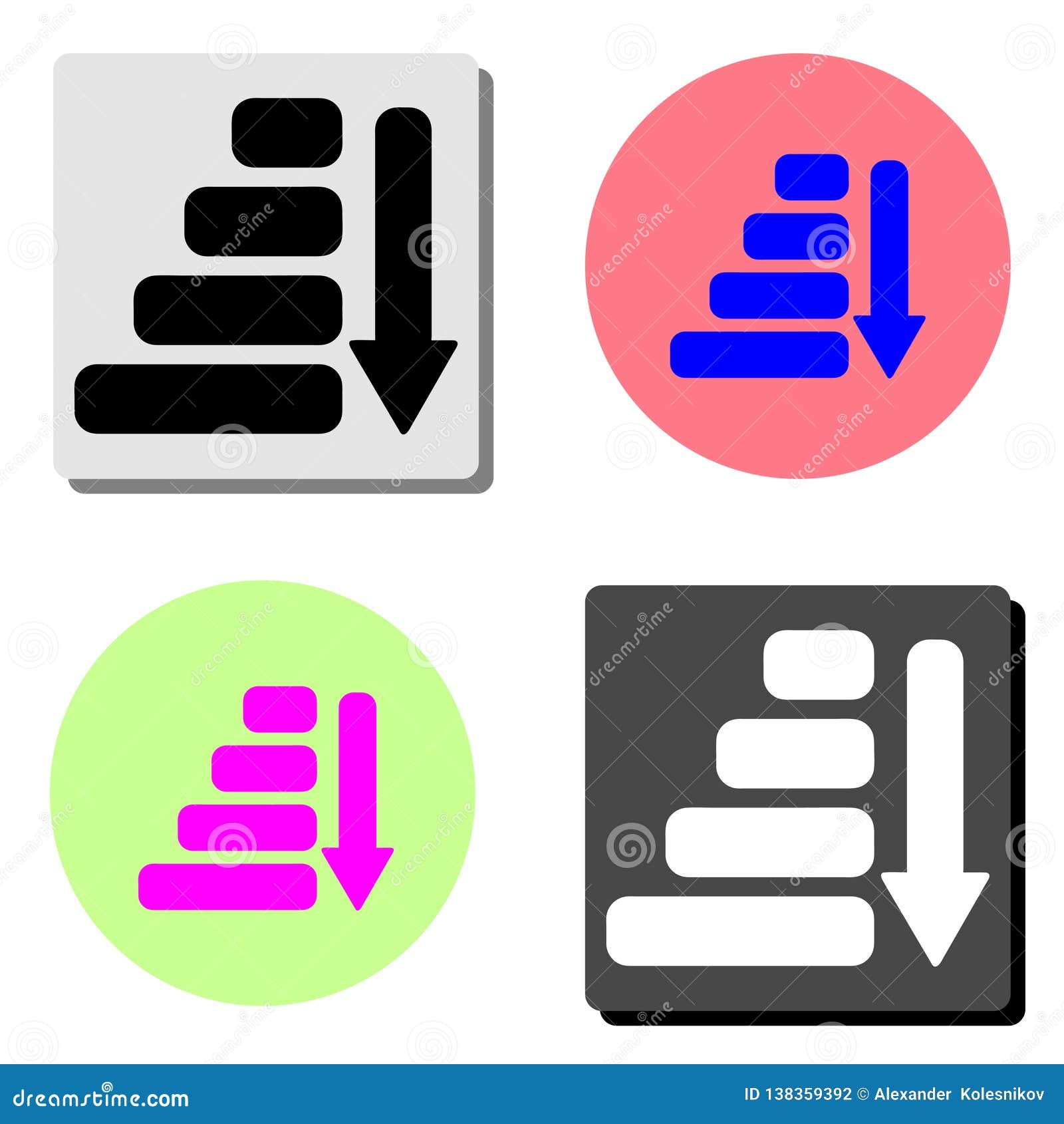 Downward Graph. Flat Vector Icon Stock Vector - Illustration of ...