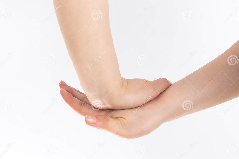 Downward Hand in Front of the White Background Stock Photo - Image of ...
