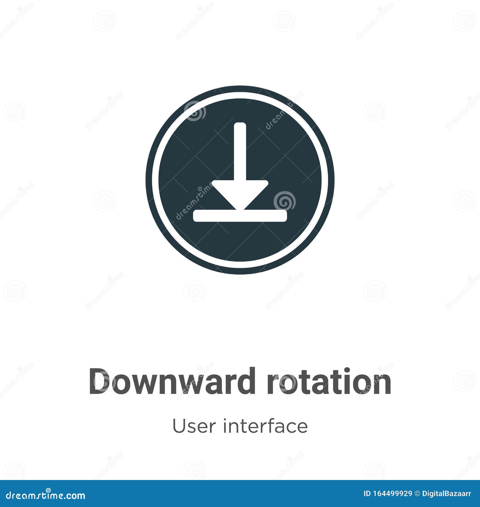 Downward Rotation Vector Icon on White Background. Flat Vector Downward ...