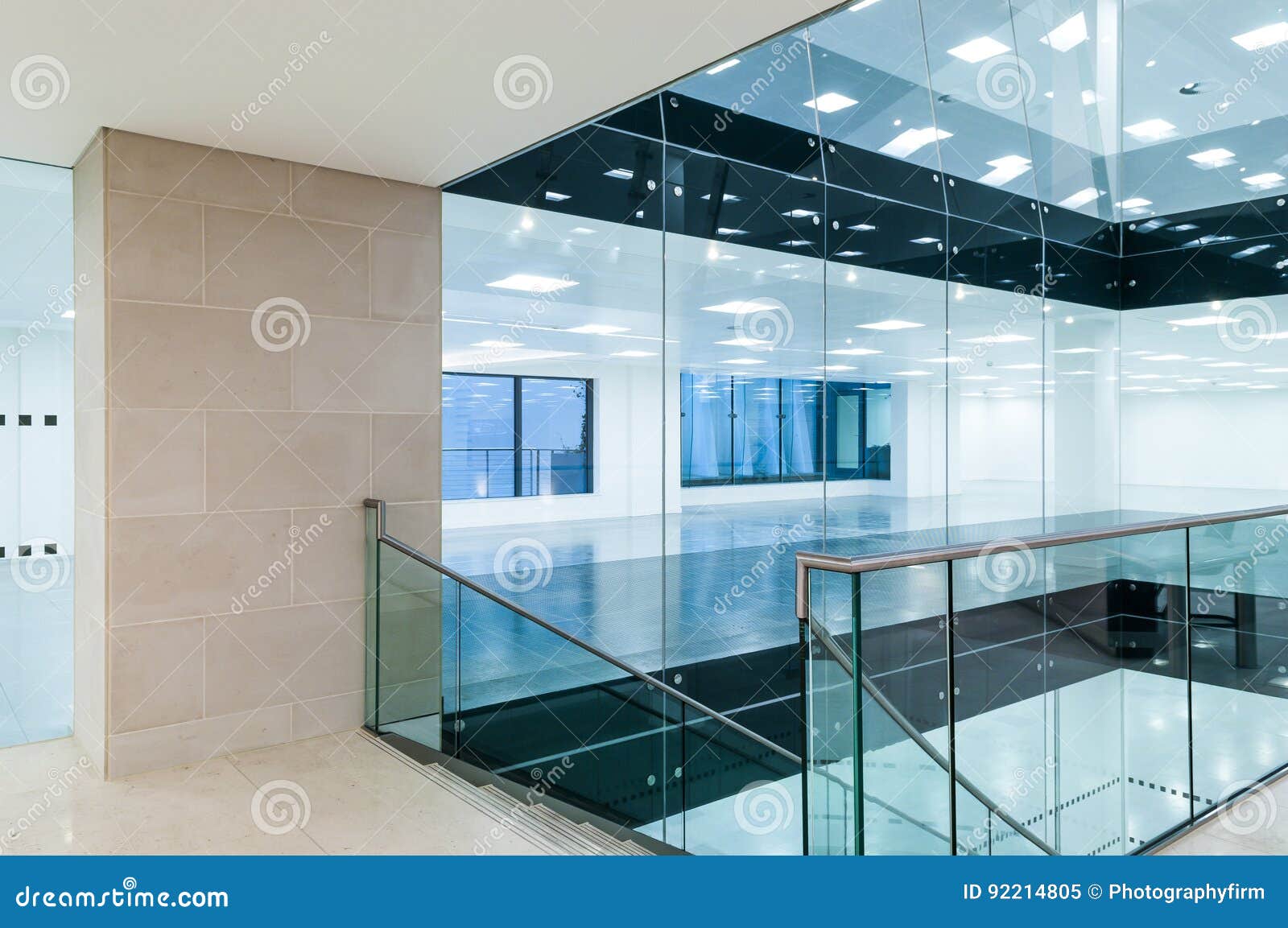 Downward stairs stock image. Image of bright, room, balustrade - 92214805