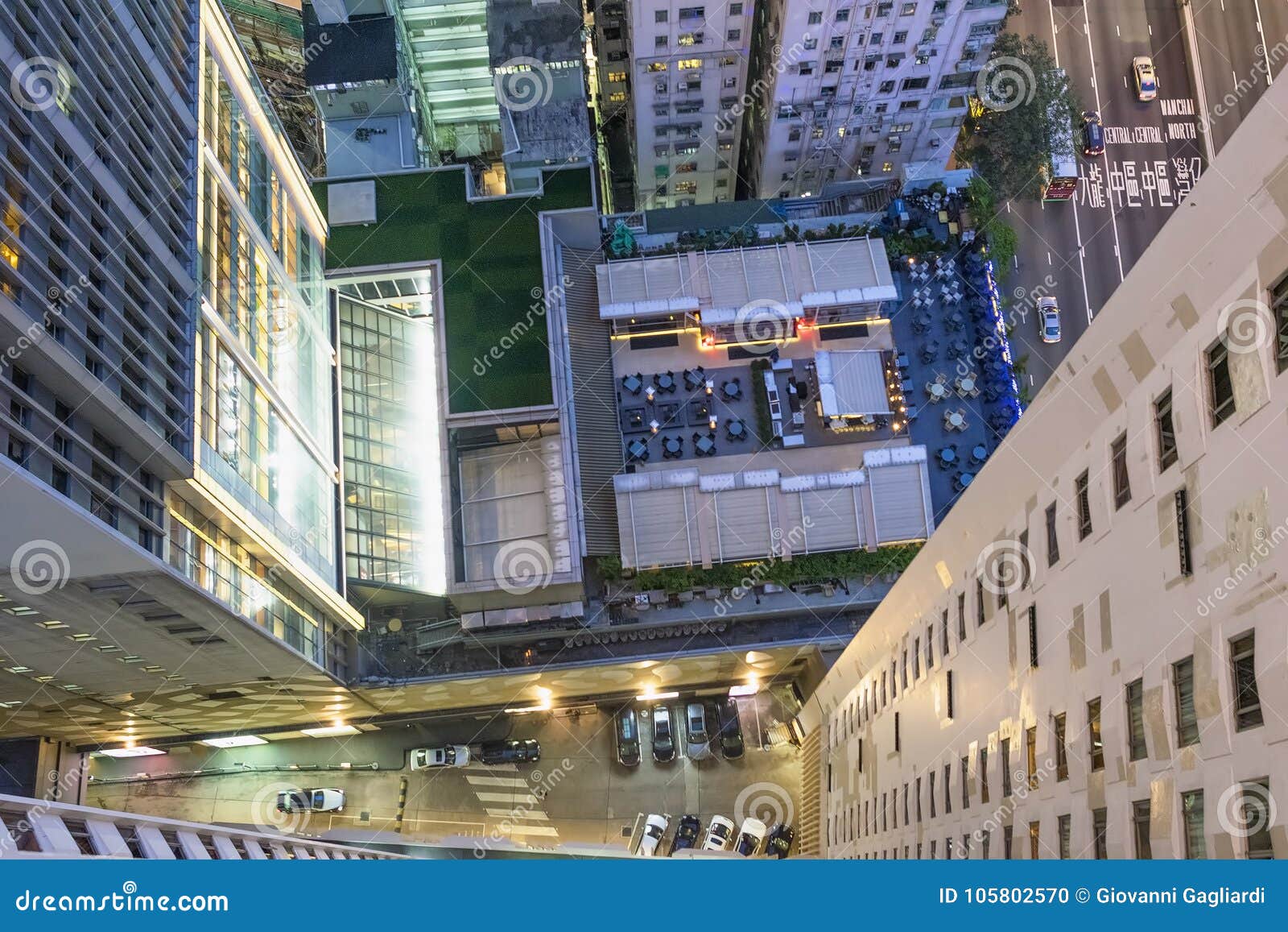 Downward View of Modern Cityscape Stock Photo - Image of blue, looking ...