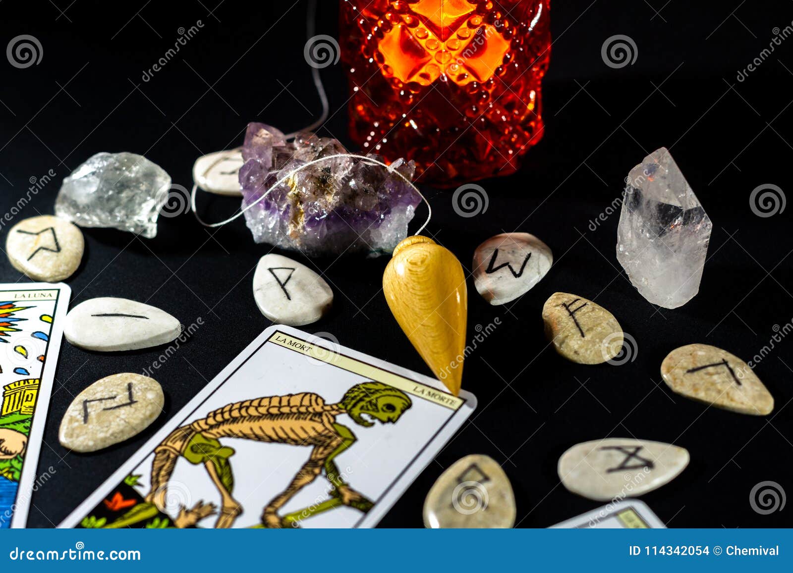 Dowsing Pendulum Still Life Stock Photo - Image of crystals, glass ...