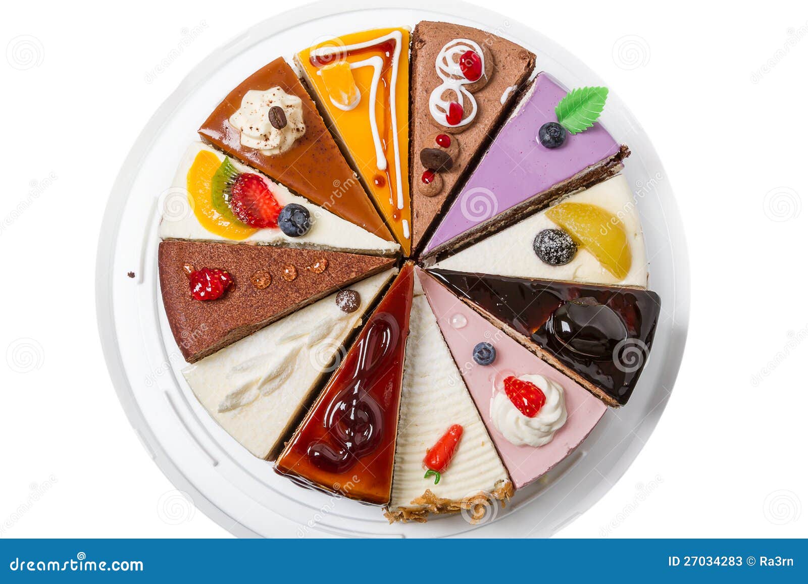 Doze Partes De Bolo Diferentes Imagem de Stock - Imagem de creme, café ...