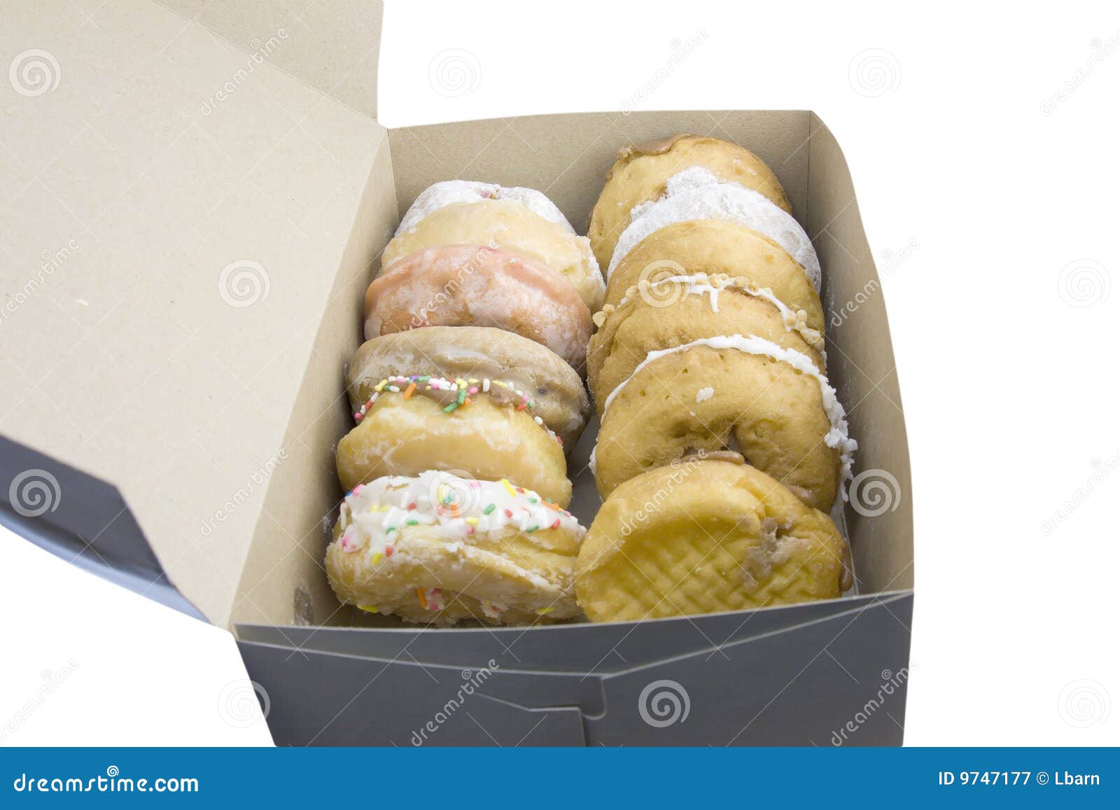 Dozen donuts box stock image. Image of cake, sprinkles - 9747177