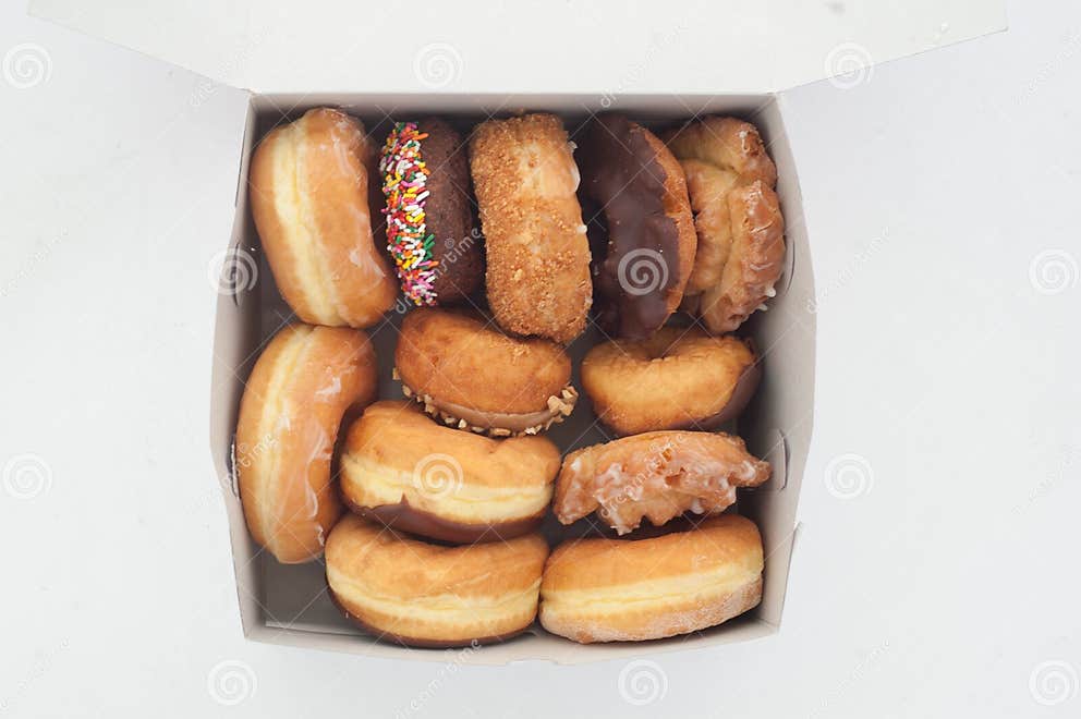 Dozen donuts stock photo. Image of chocolate, backgroundn - 163783920