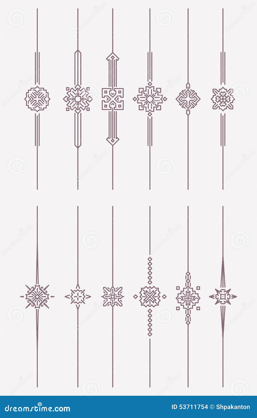 Dozen of Vertical Decorative Vector Dividers for Text. Stylish I Stock ...