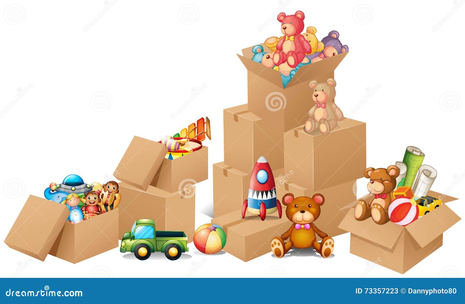 Dozenhoogtepunt Van Speelgoed En Beren Vector Illustratie ...