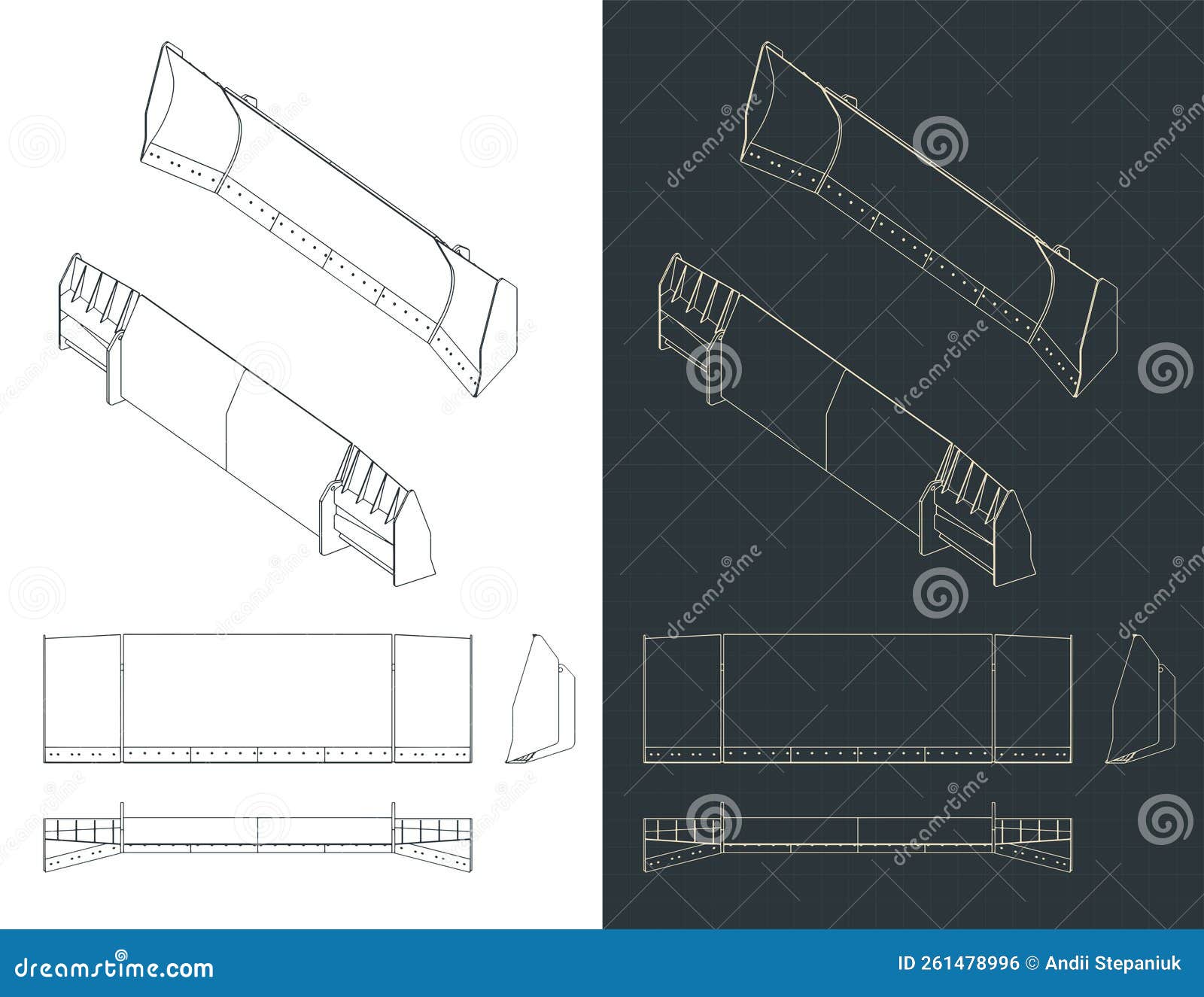 Dozer Blade Hydraulic System Isometric Blueprints Cartoon Vector ...