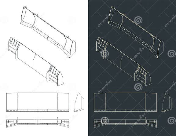 Dozer blade blueprints stock vector. Illustration of hydraulic - 261478996