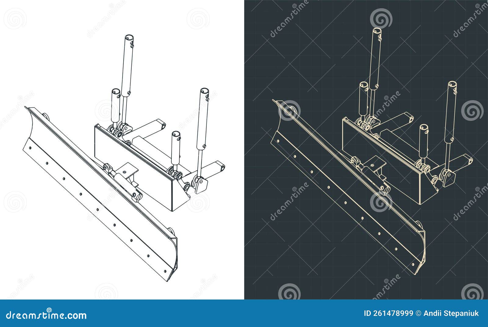 Dozer Blade Hydraulic System Isometric Blueprints Stock Vector ...