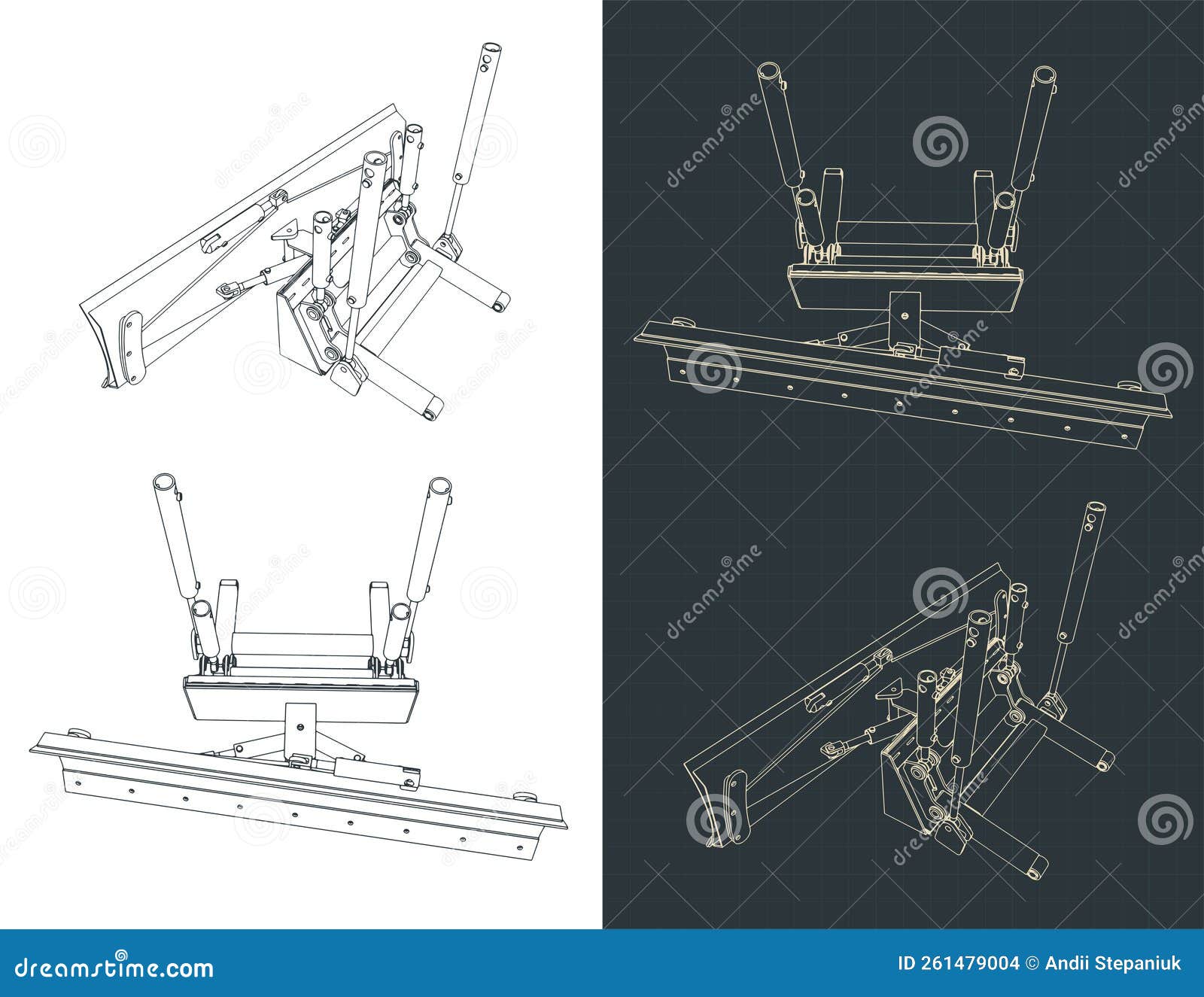 Dozer Blade Hydraulic System Isometric Blueprints Cartoon Vector ...