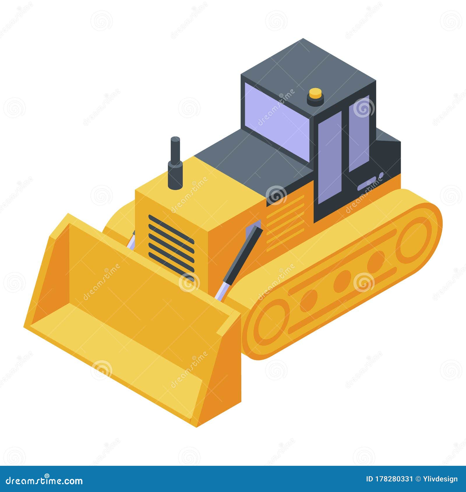 Isometric Dozer Or Bulldozer. Set Of The Construction Machinery ...