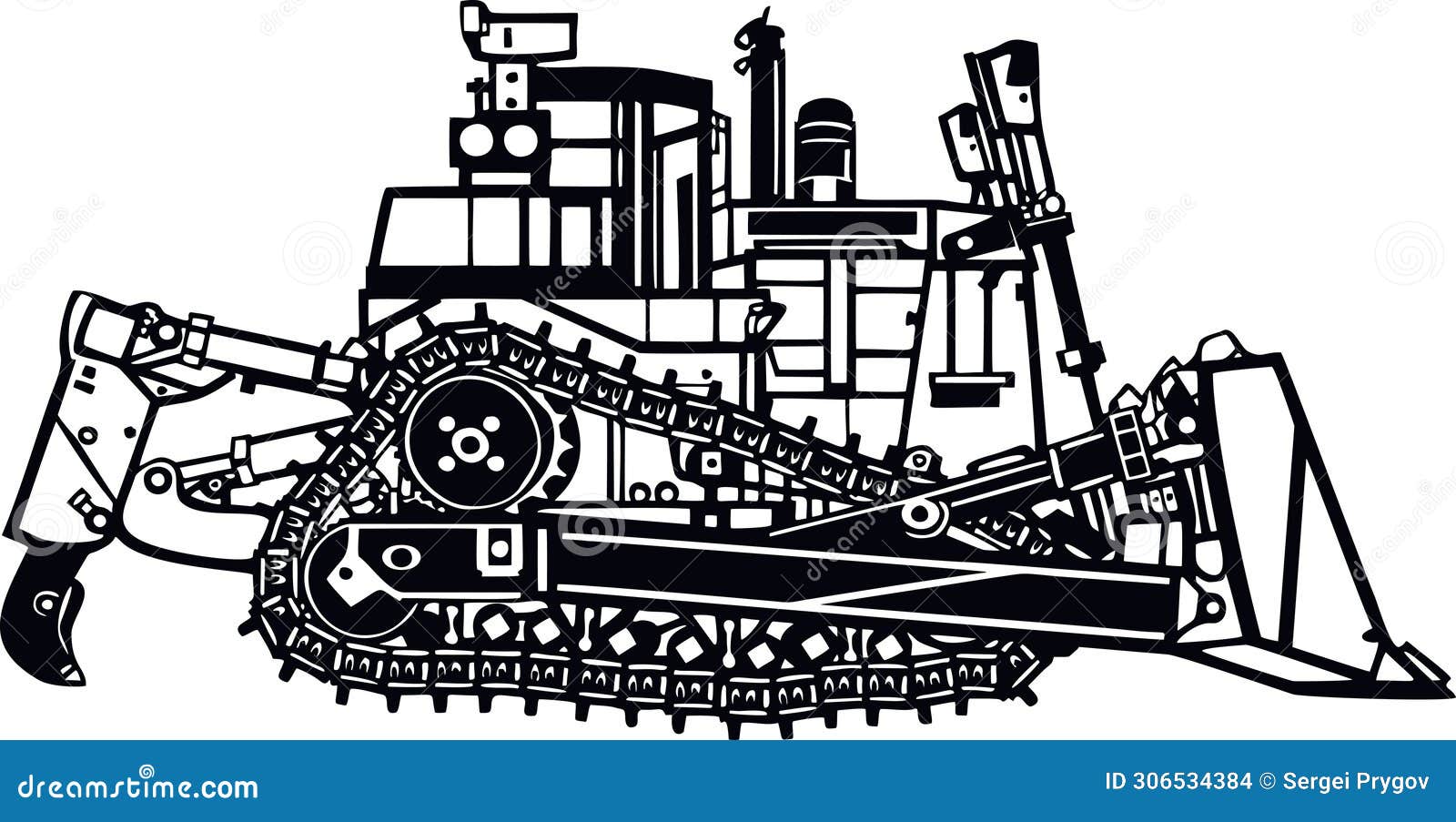 Dozer. Detailed Bulldozer Vector Stock Illustration On White ...