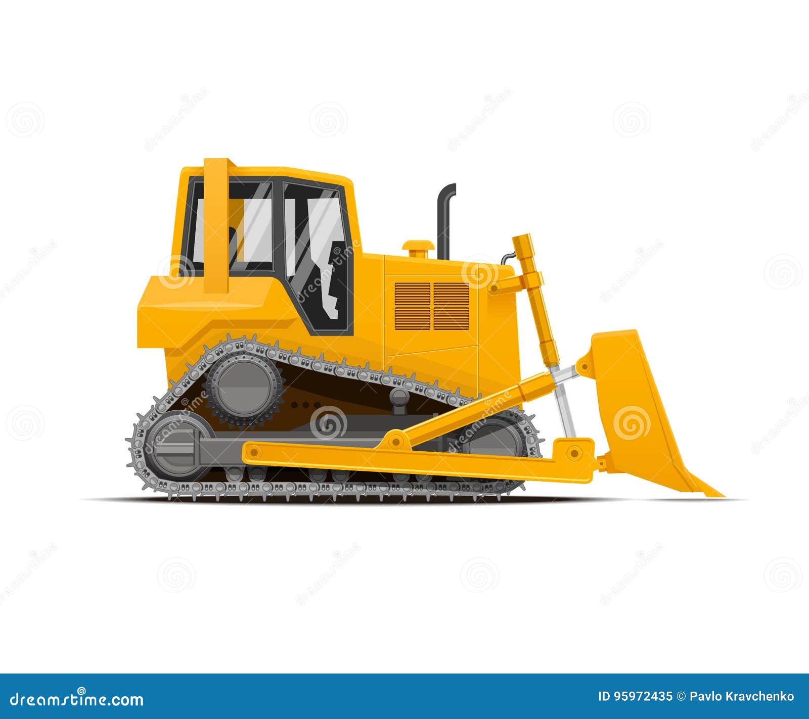 Dozer. Detailed Bulldozer Vector Stock Illustration On White ...