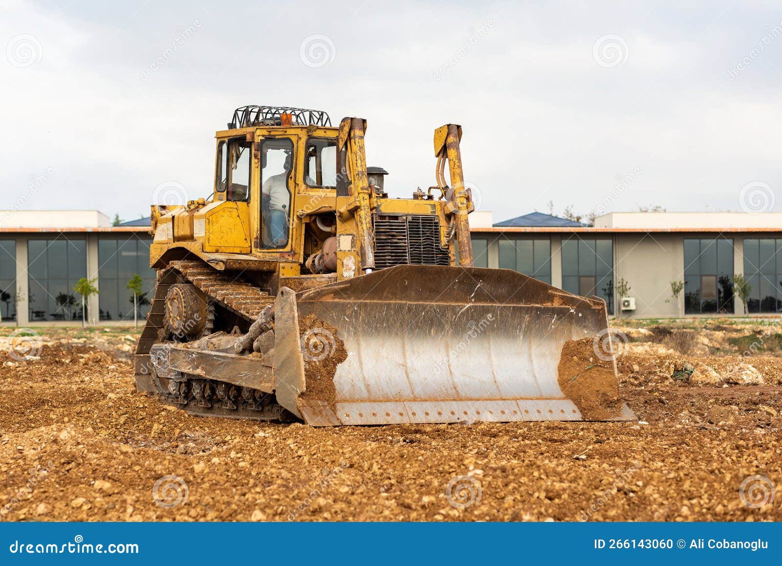 Dozer Working at Construction Site. Bulldozer for Land Clearing ...