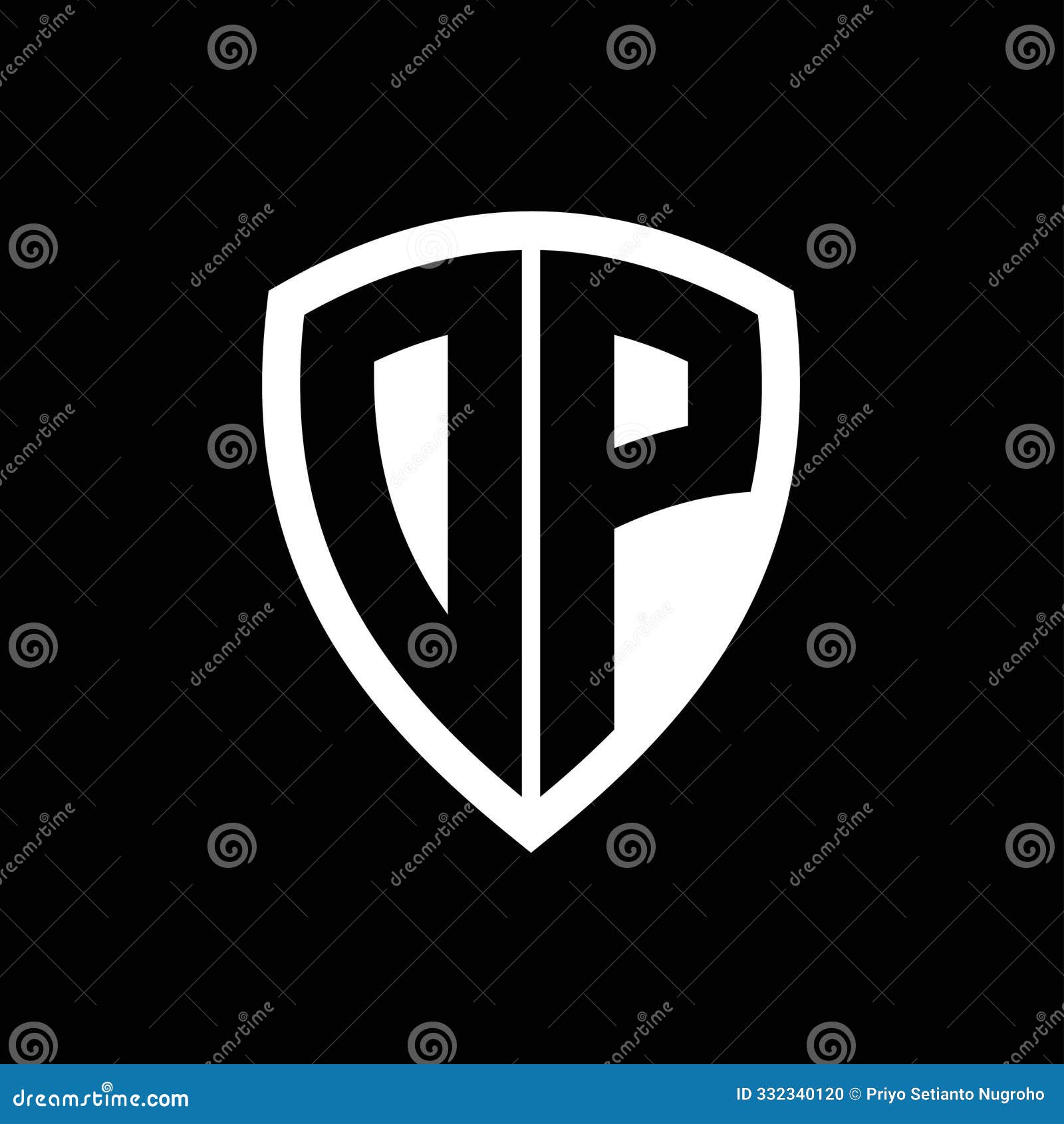 DP Monogram Logo with Bold Letters Shield Shape with Black and White ...