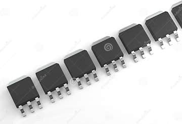 DPAK Mosfet Electronic Transistor Array Isolated on White 3d ...