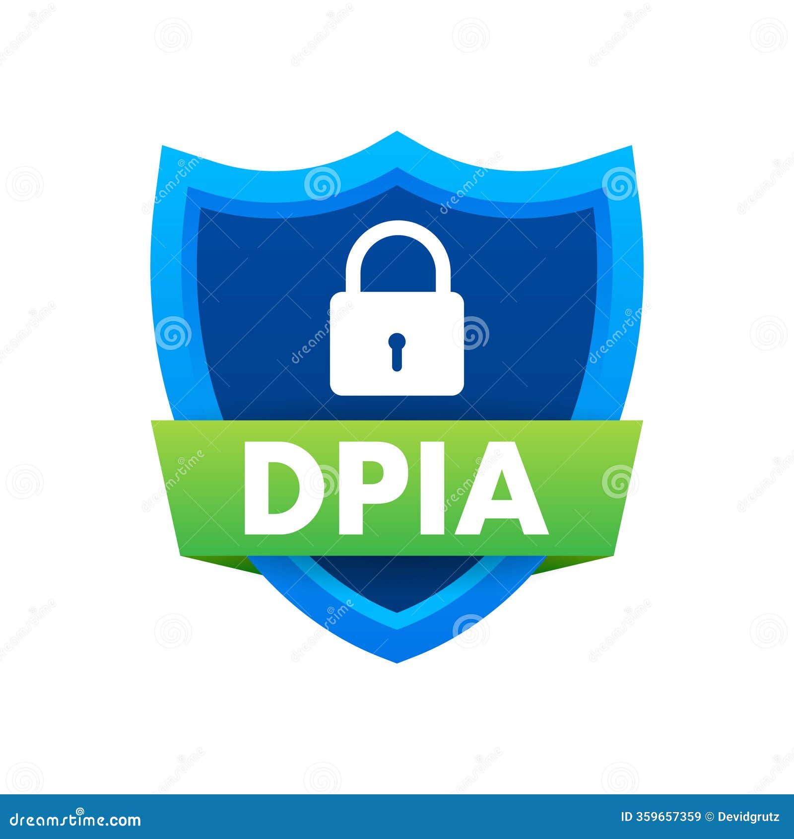 Dpia Protecting Data with Shield and Lock Symbol Stock Illustration ...