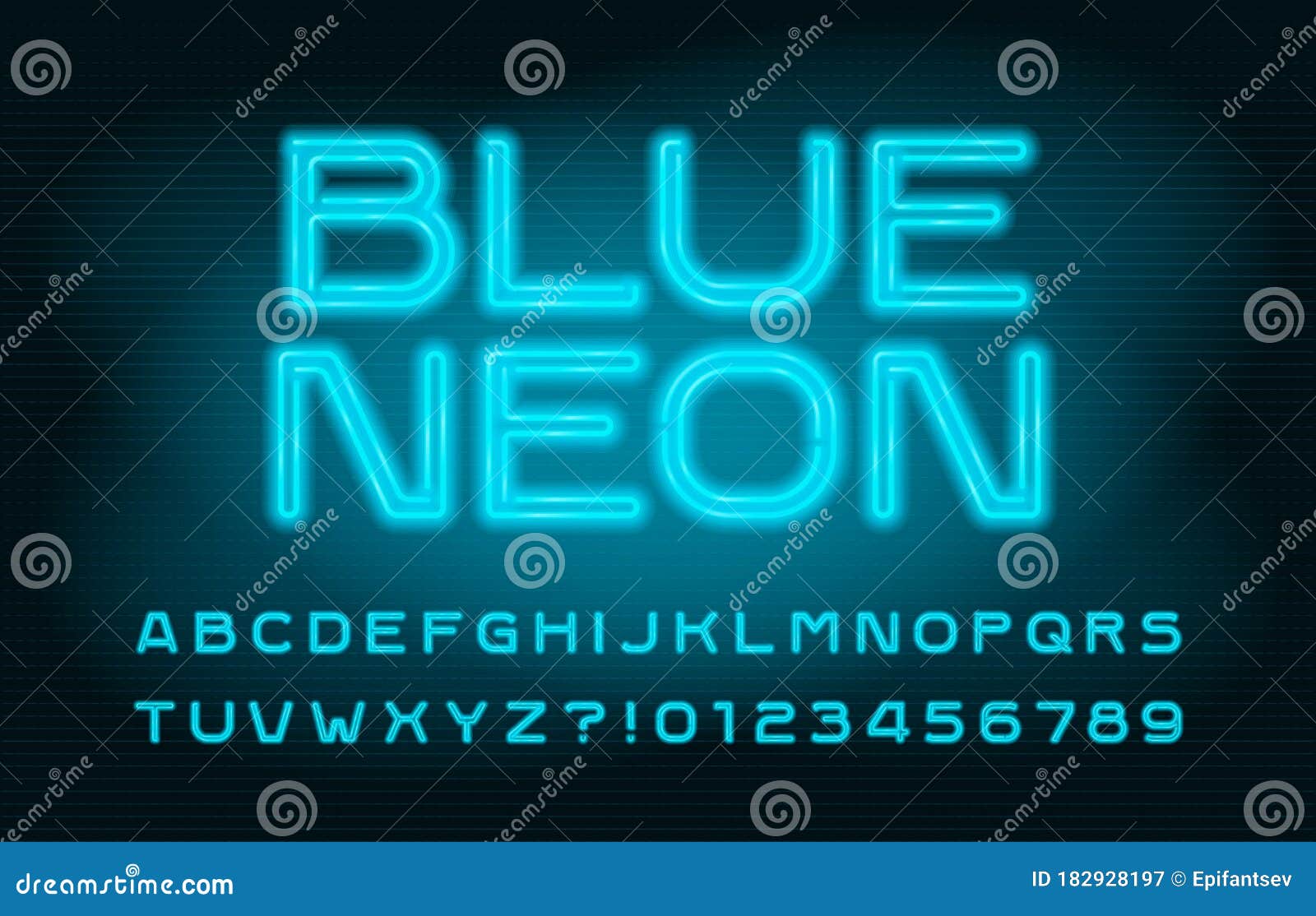 Blue Neon Alphabet Font. Glowing Neon Color Letters and Numbers ...