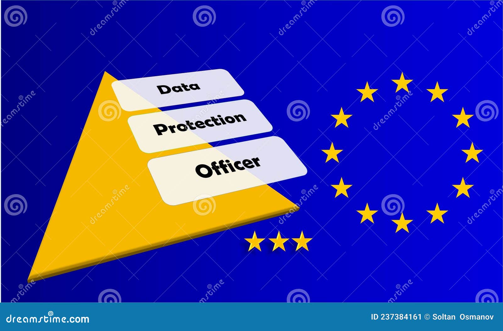 DPO - Data Protection Officer. EU Flag with with Lock Symbol on Blue ...