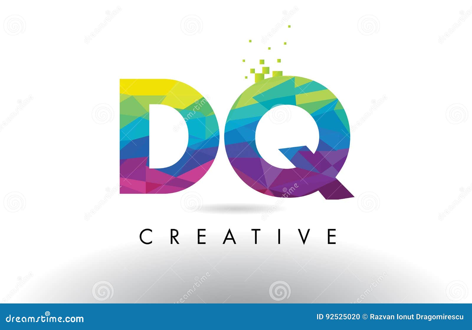DQ D Q Colorful Letter Origami Triangles Design Vector. Stock Vector ...