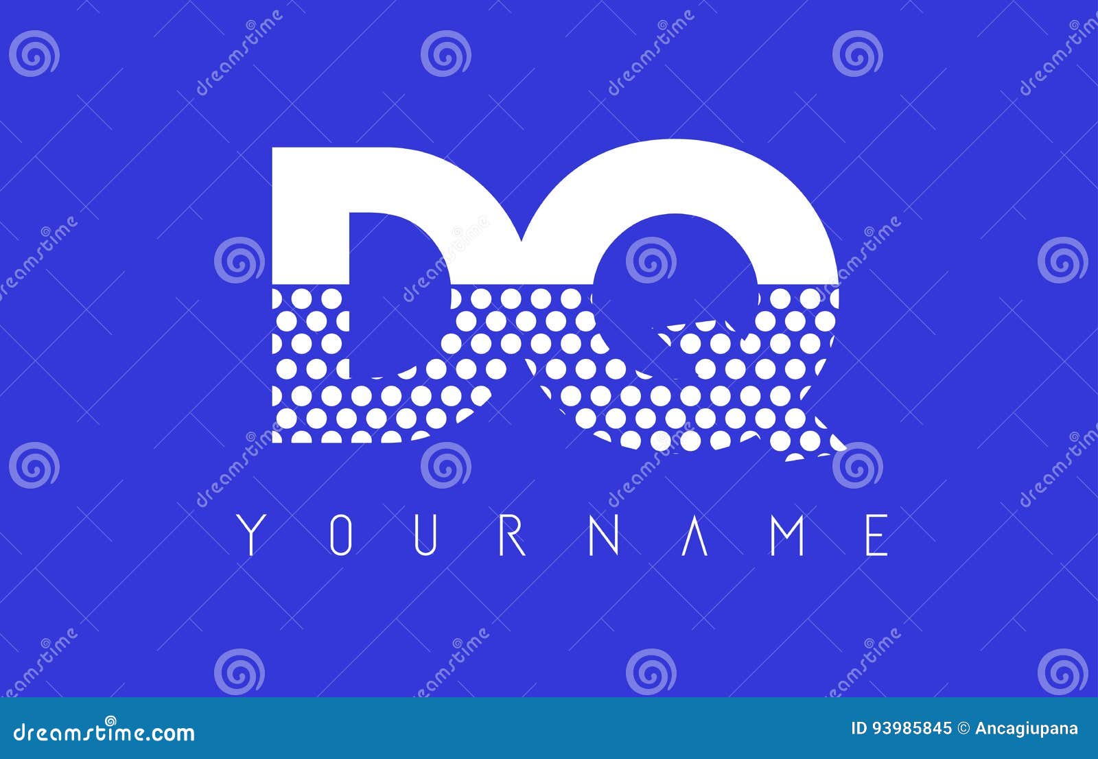 DQ D Q Dotted Letter Logo Design with Blue Background. Stock Vector ...