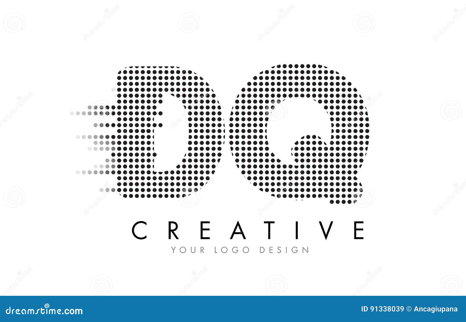 DQ D Q Letter Logo with Black Dots and Trails. Stock Vector ...