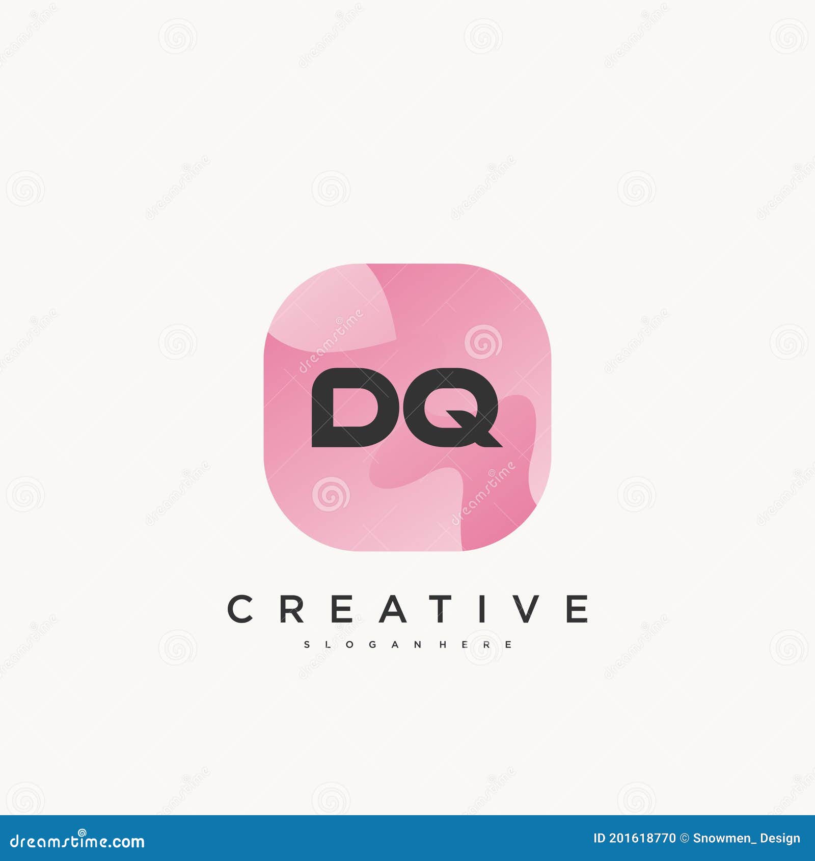 DQ Initial Letter Logo Icon Design Template Elements with Wave Colorful ...