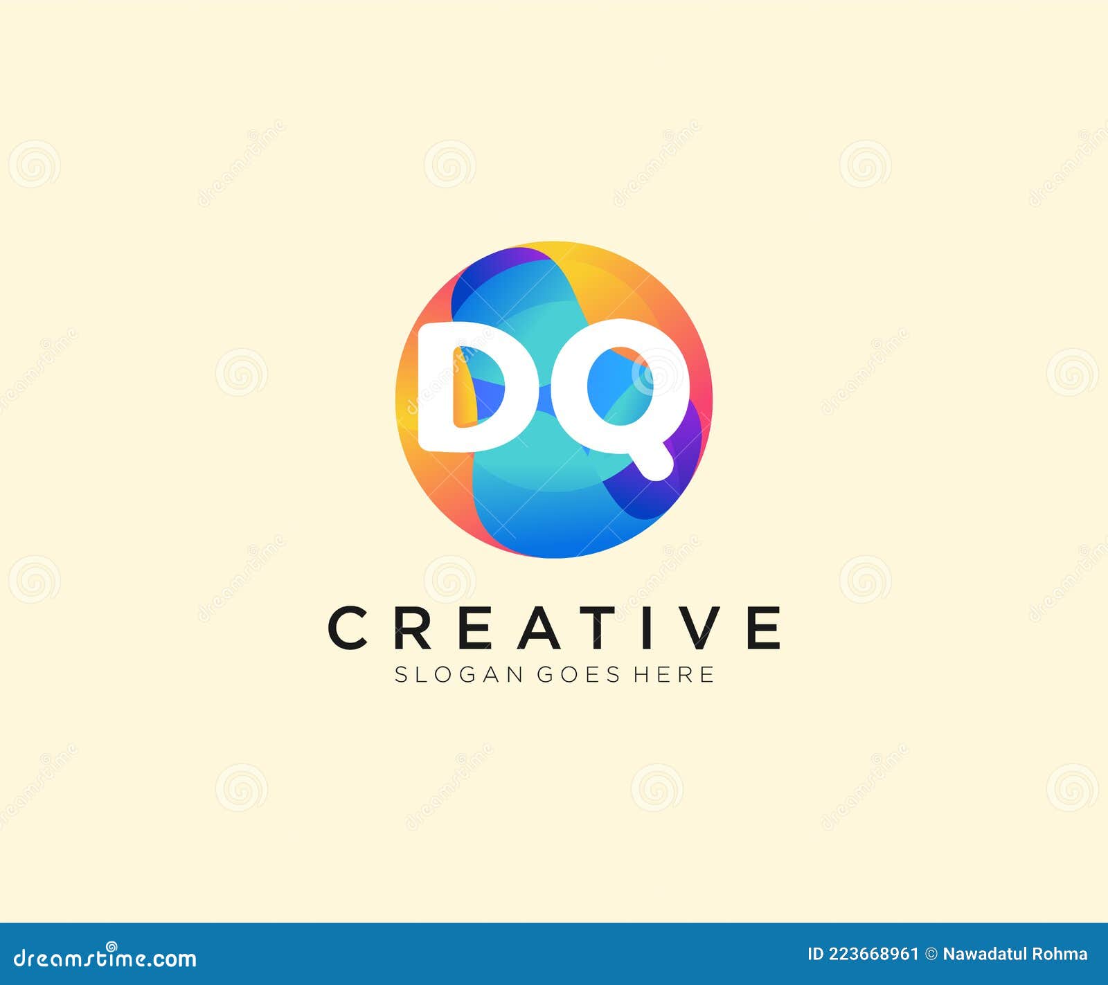DQ Initial Logo with Colorful Circle Template Vector Stock Vector ...