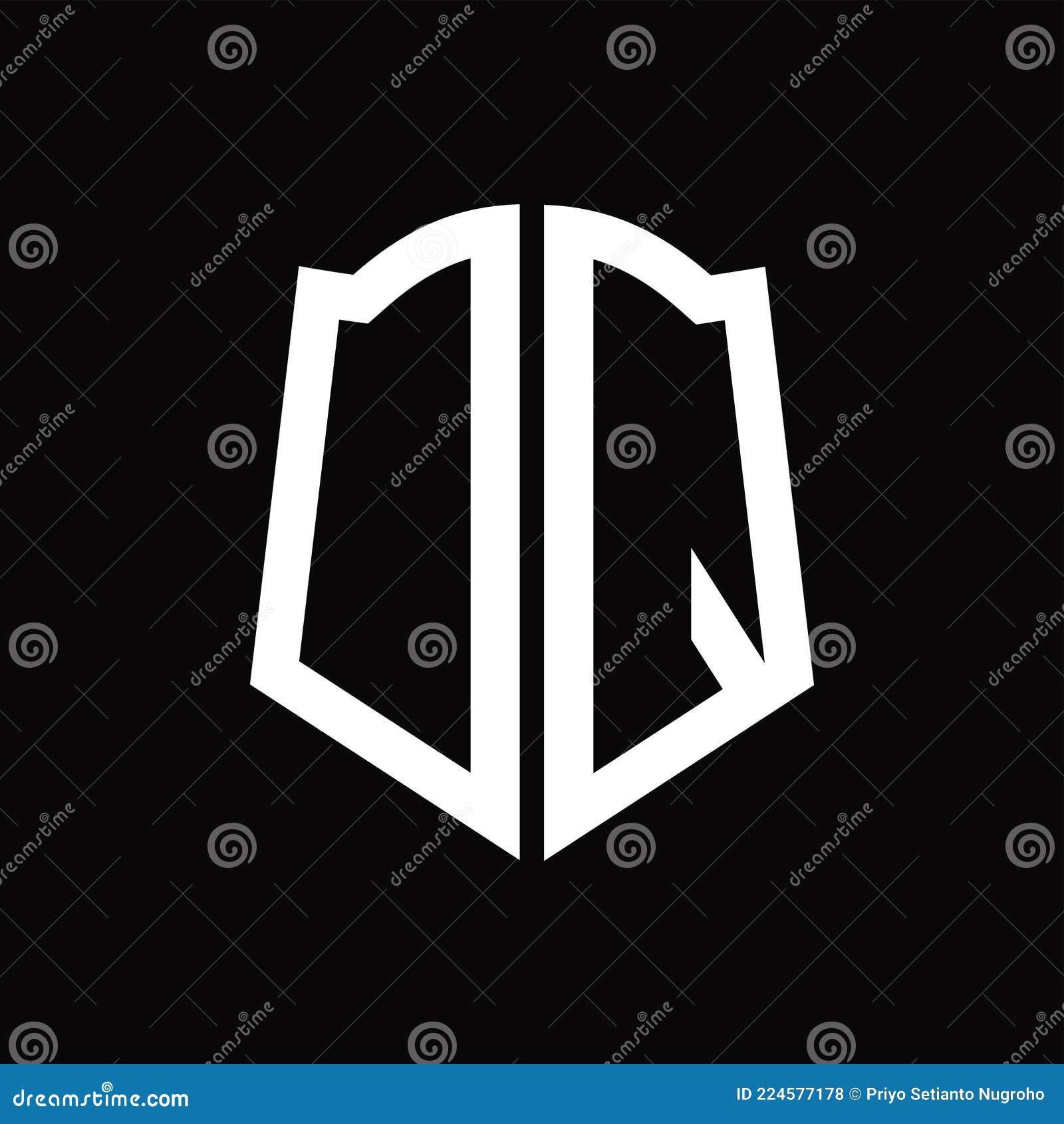 DQ Logo Monogram with Shield Shape Ribbon Design Template Stock Vector ...