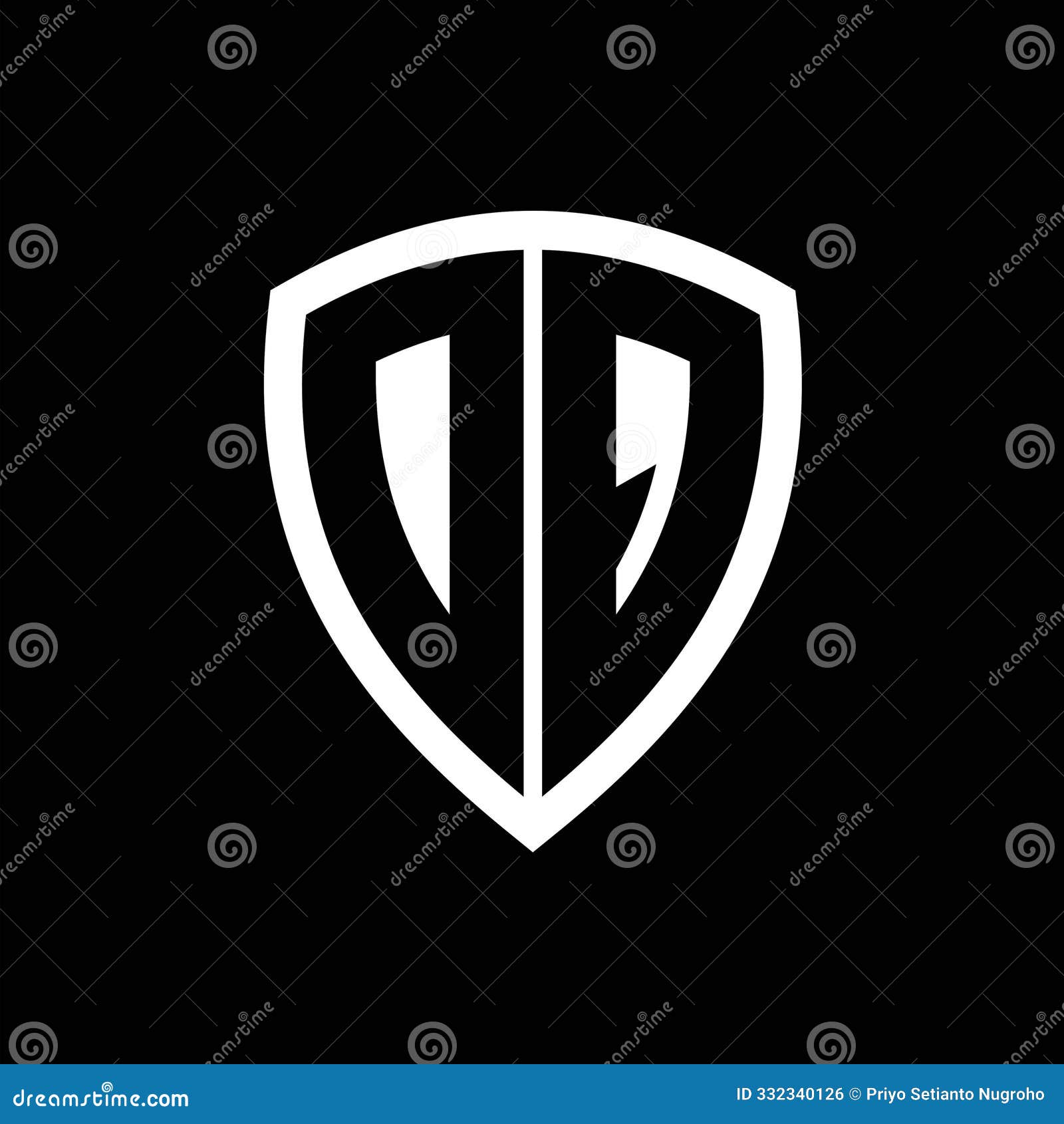 DQ Monogram Logo with Bold Letters Shield Shape with Black and White ...