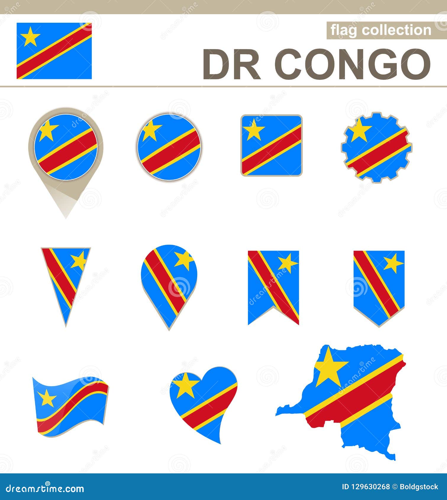 DR Congo Flag Collection stock vector. Illustration of democratic ...