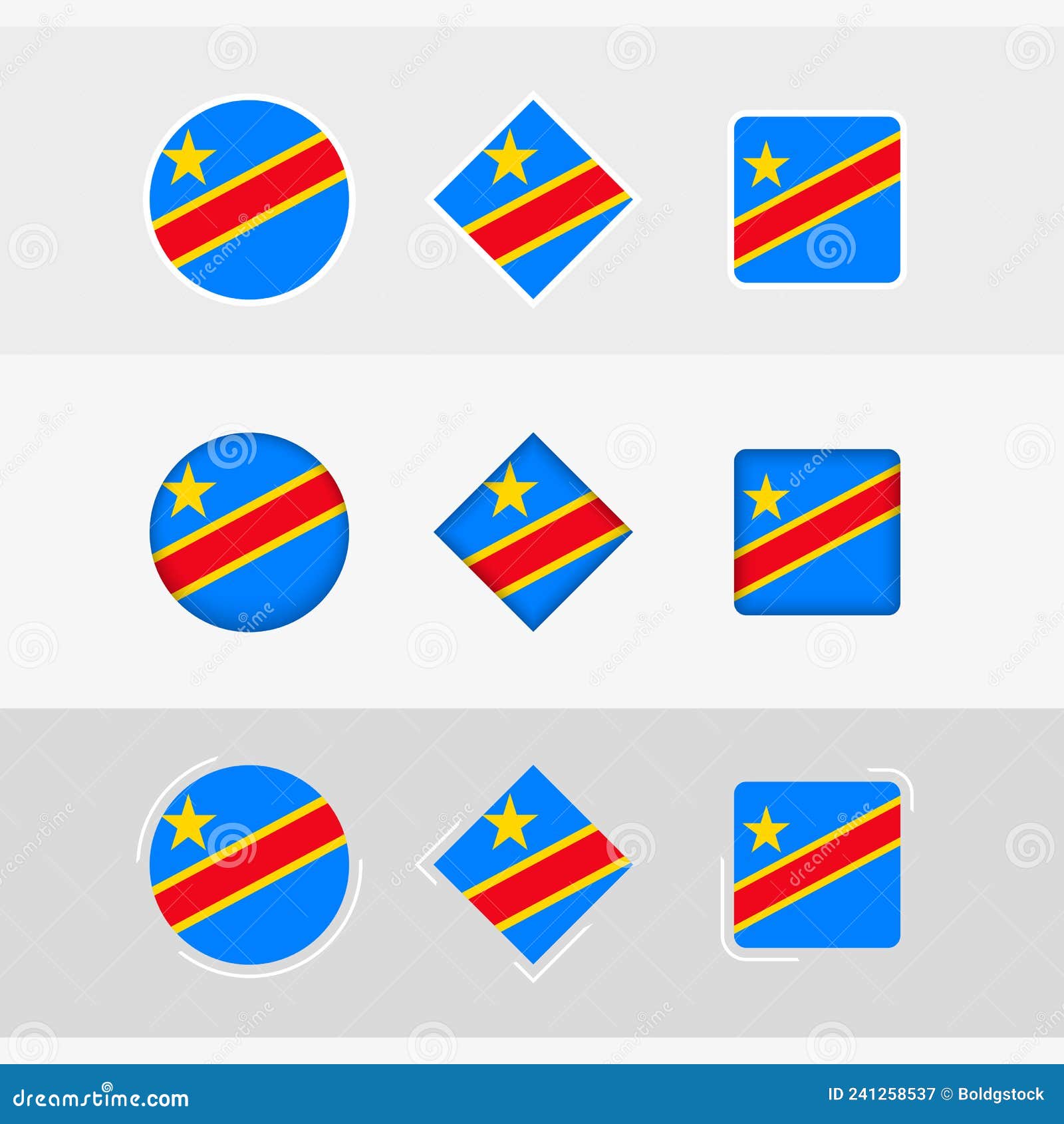 DR Congo Flag Icons Set, Vector Flag of DR Congo Stock Vector ...