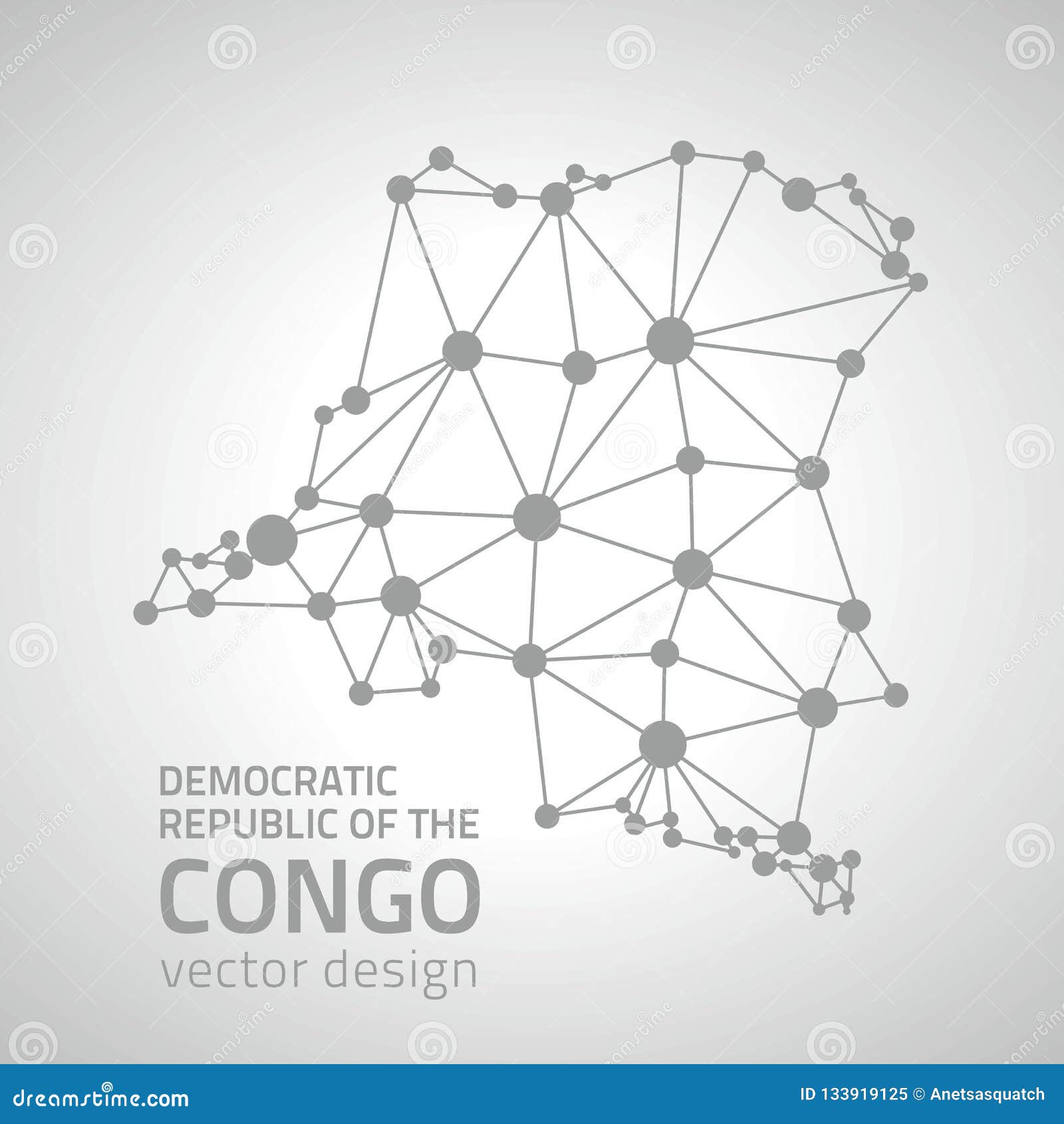 Democratic Republic of the Congo Dot Grey Outline Triangle Perspective ...