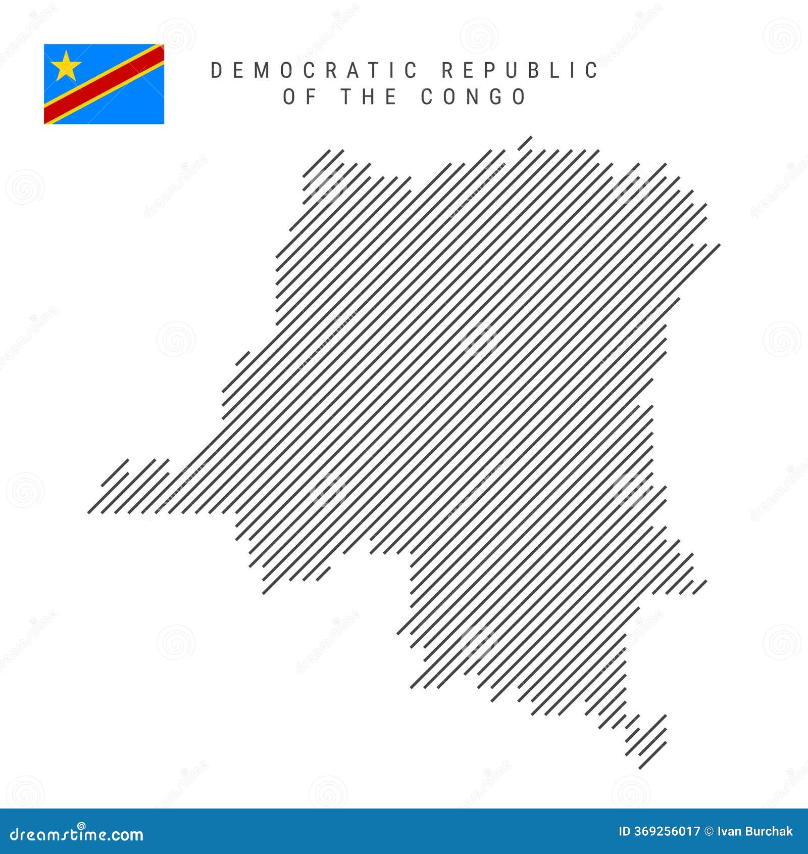 DR Congo Map From Pattern Of Black Slanted Parallel Lines. Flat Vector ...