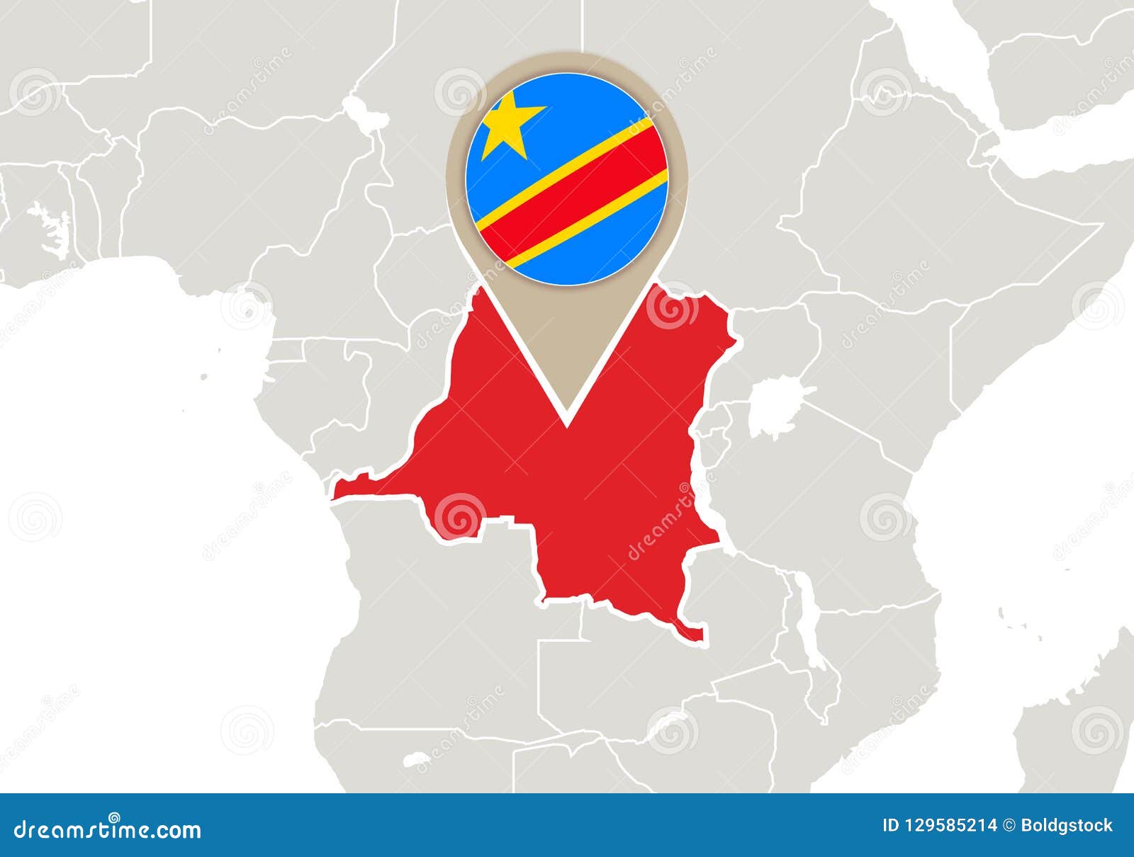 DR Congo on World map stock vector. Illustration of geographical ...