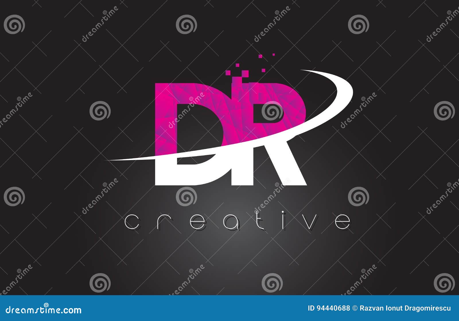 DR D R Creative Letters Design with White Pink Colors Stock Vector ...